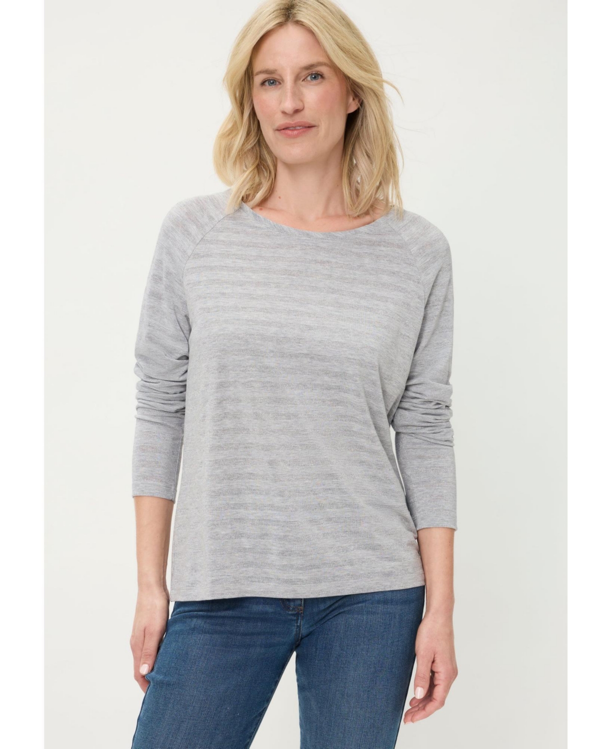 Click here for Olsen Womens Sparkle Stripe T-Shirt - Misty grey m... prices