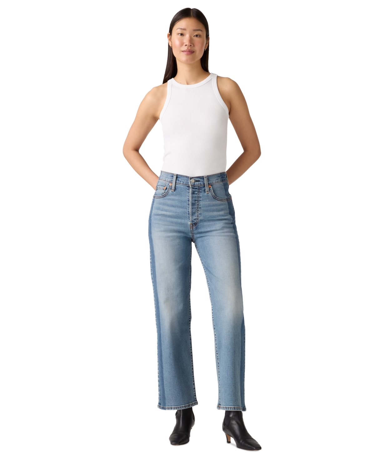 Levis Womens Ribcage High Rise Straight Ankle Jeans - Card Game