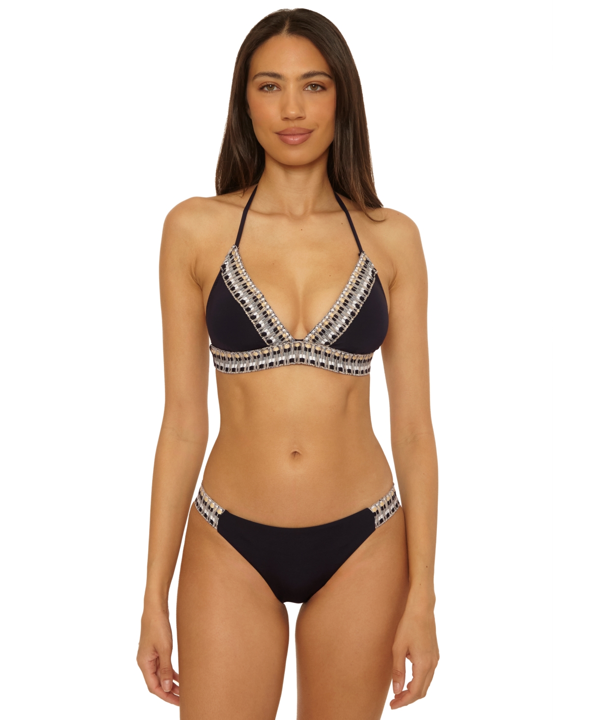 Click here for Becca Womens Fiesta Basket Weave Trim Hatler Top -... prices