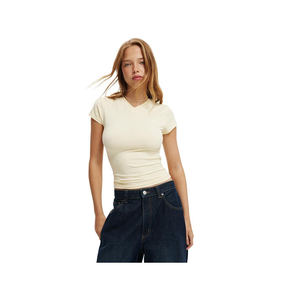 Click here for Cotton On Womens All Day V Neck Tee - Vanilla glow prices