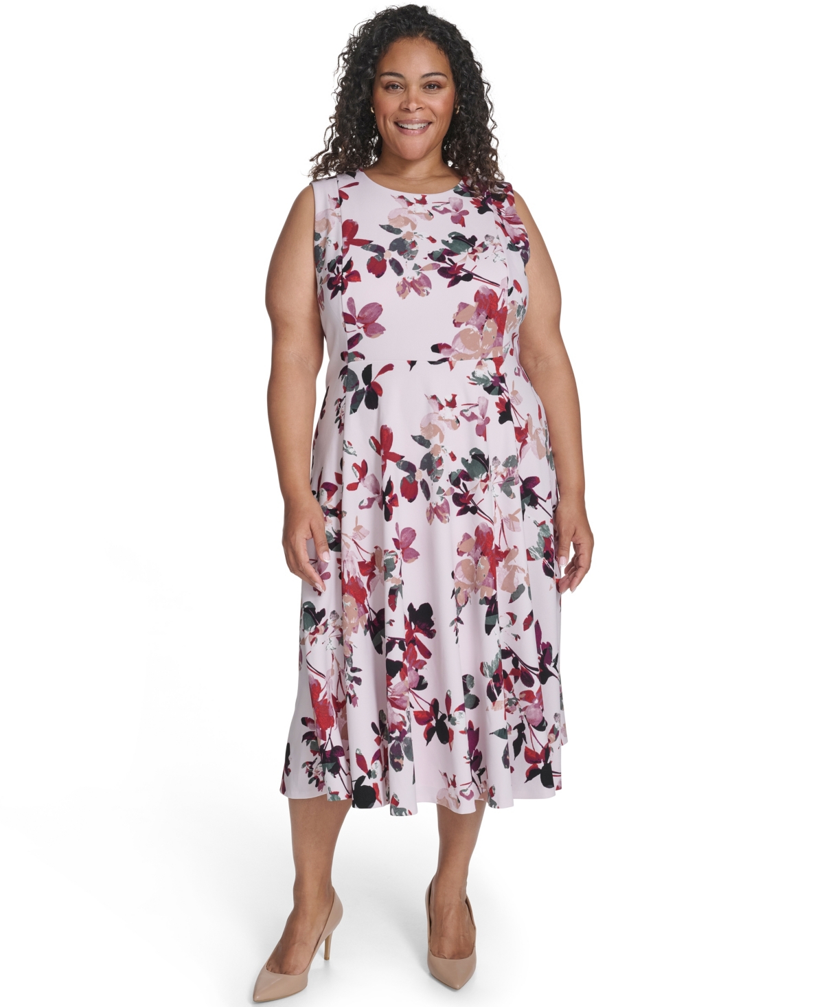 Click here for Calvin Klein Plus Size Floral Print Fit & Flare Dr... prices