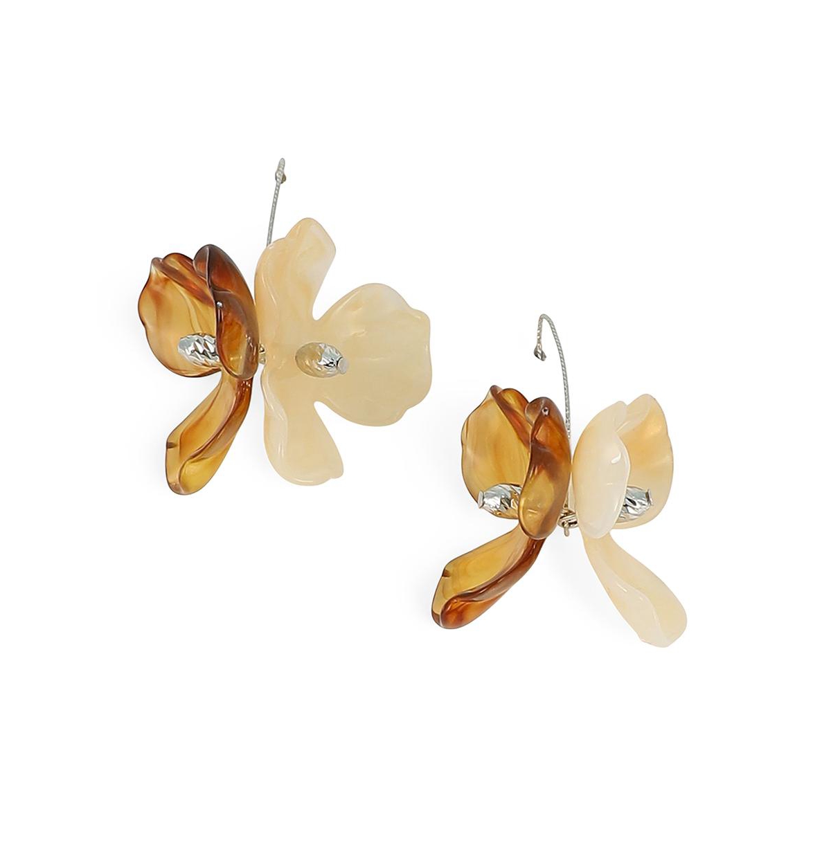 Click here for Womens The Iris Drop Earrings - Coffee Brown & Met... prices