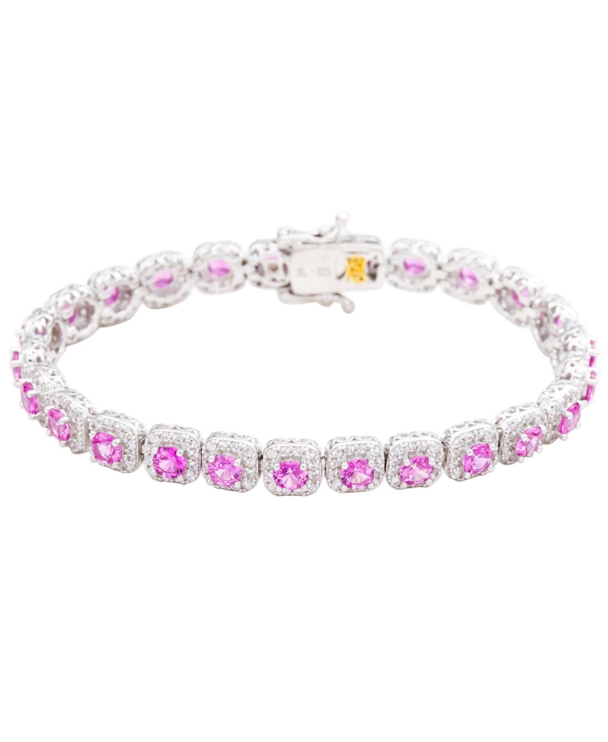 Click here for Suzy Levian Sterling Silver Sapphire Halo Tennis B... prices