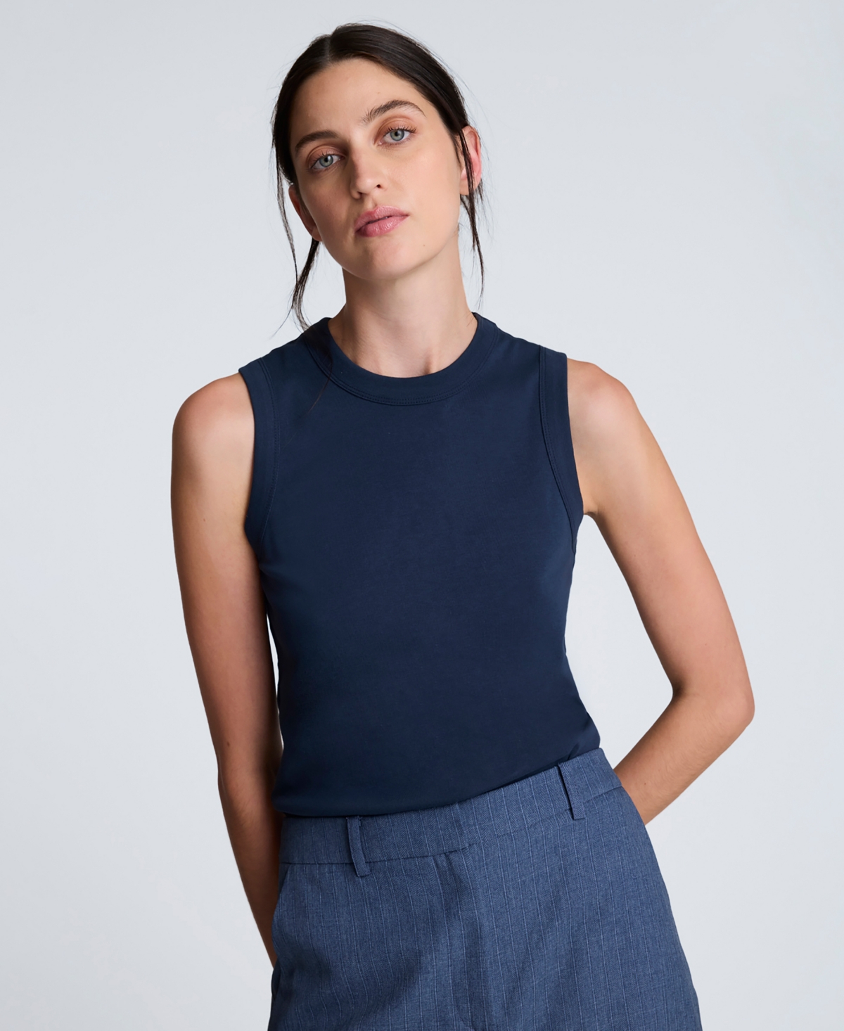 Click here for Kenneth Cole Womens Crewneck Tank Top - Dark Navy prices