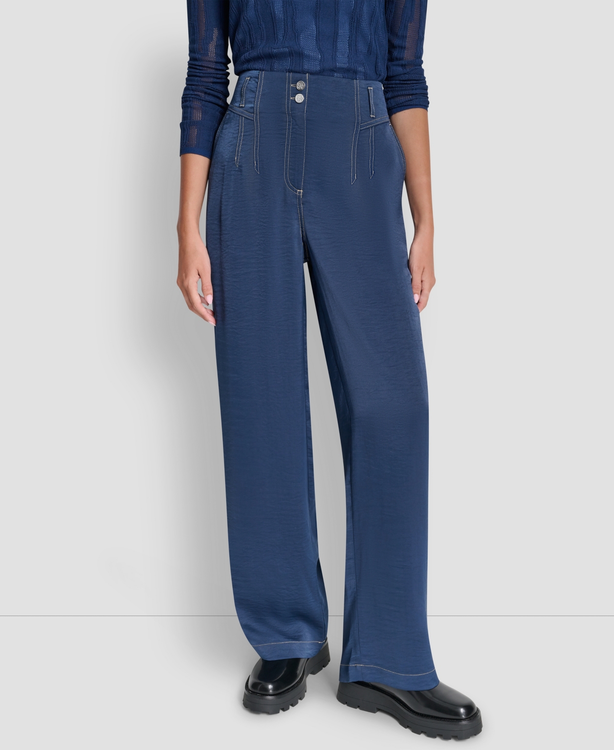 Click here for Dkny Womens Top Stitch Glazed Dressing Trousers -... prices