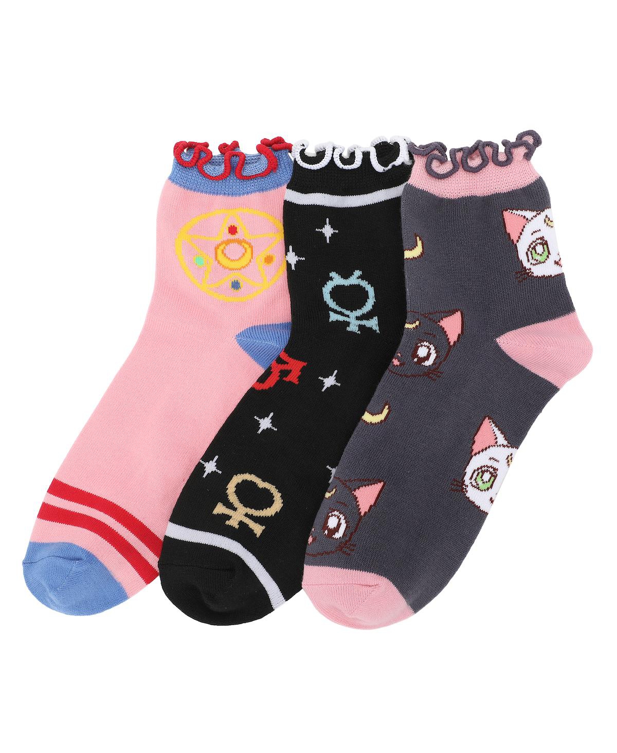 Click here for Sailor Moon Womens Cosmic Symbols & Cats 3-Pair Le... prices