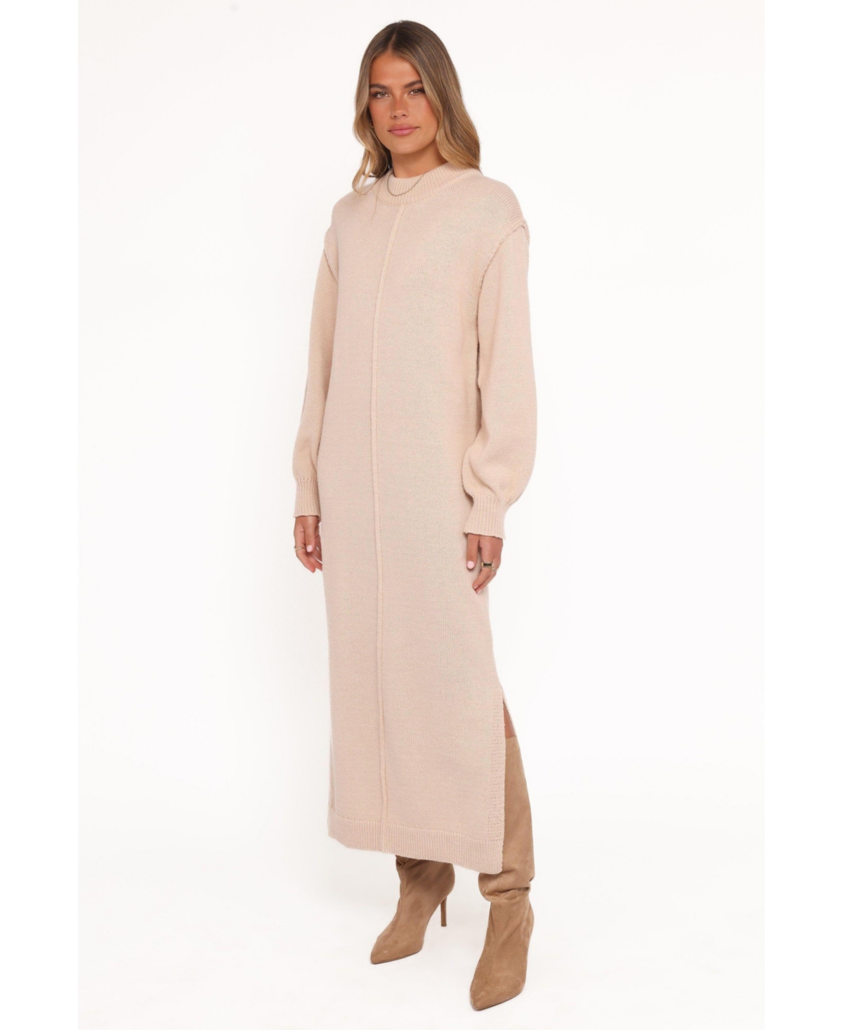 Click here for Petal and Pup Womens Odile Knit Midi Dress - Tan prices