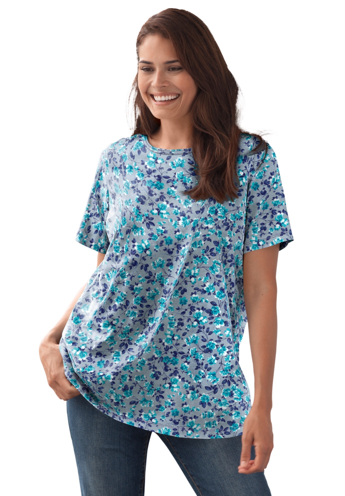 Click here for Woman Within Plus Size Perfect Printed Short-Sleev... prices