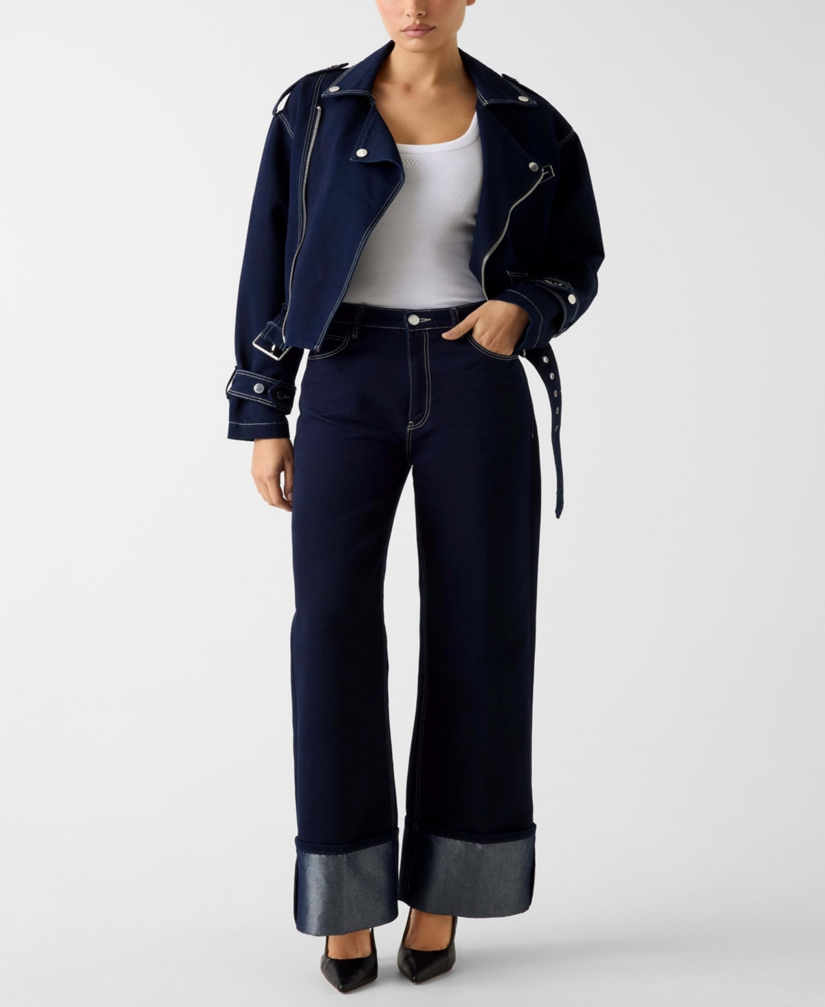 Click here for Guess Womens Roll Up Wide-Leg Jeans - Midnight Kis... prices