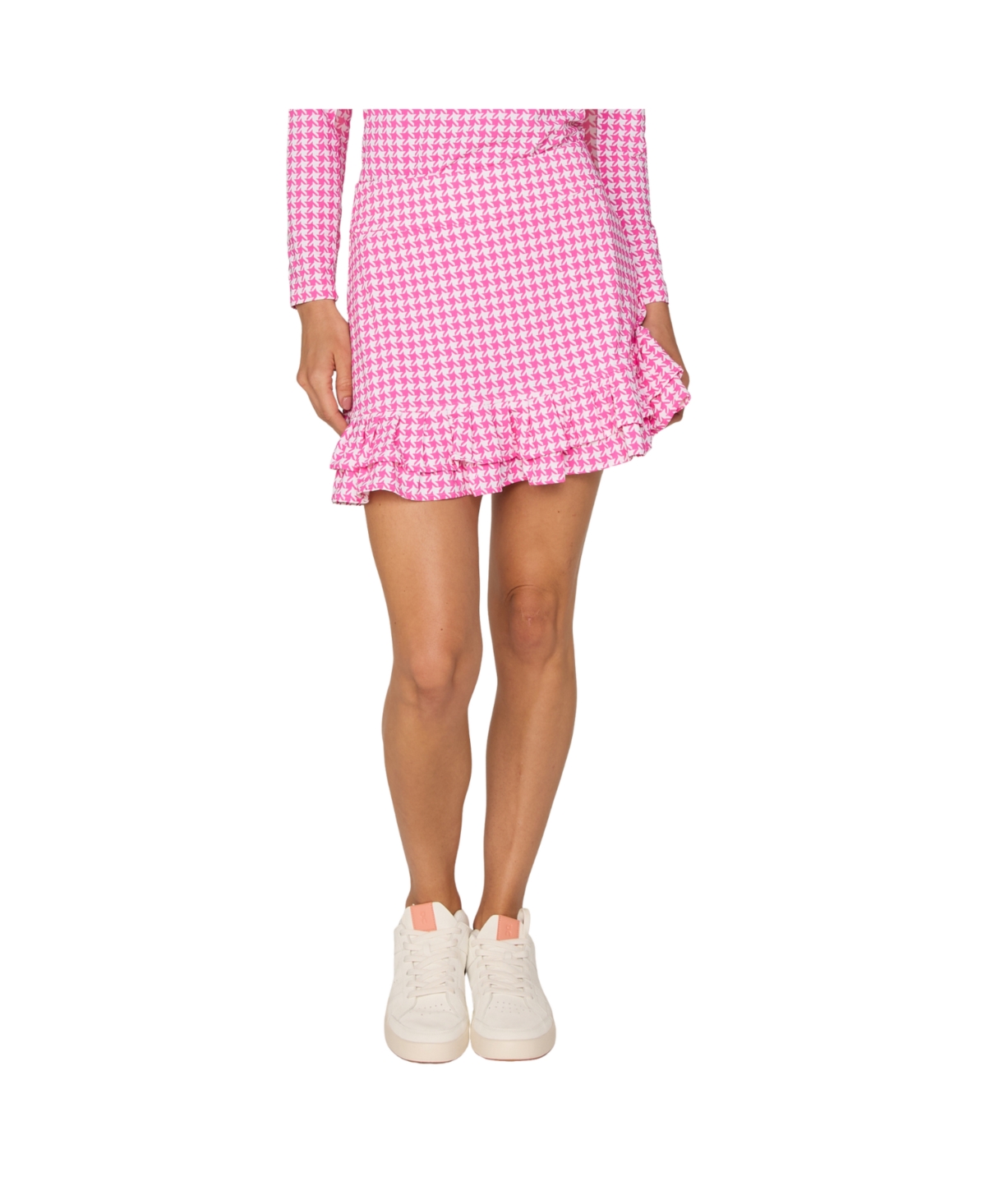 Click here for G Lifestyle Double Ruffle Skort - Pink houndstooth prices