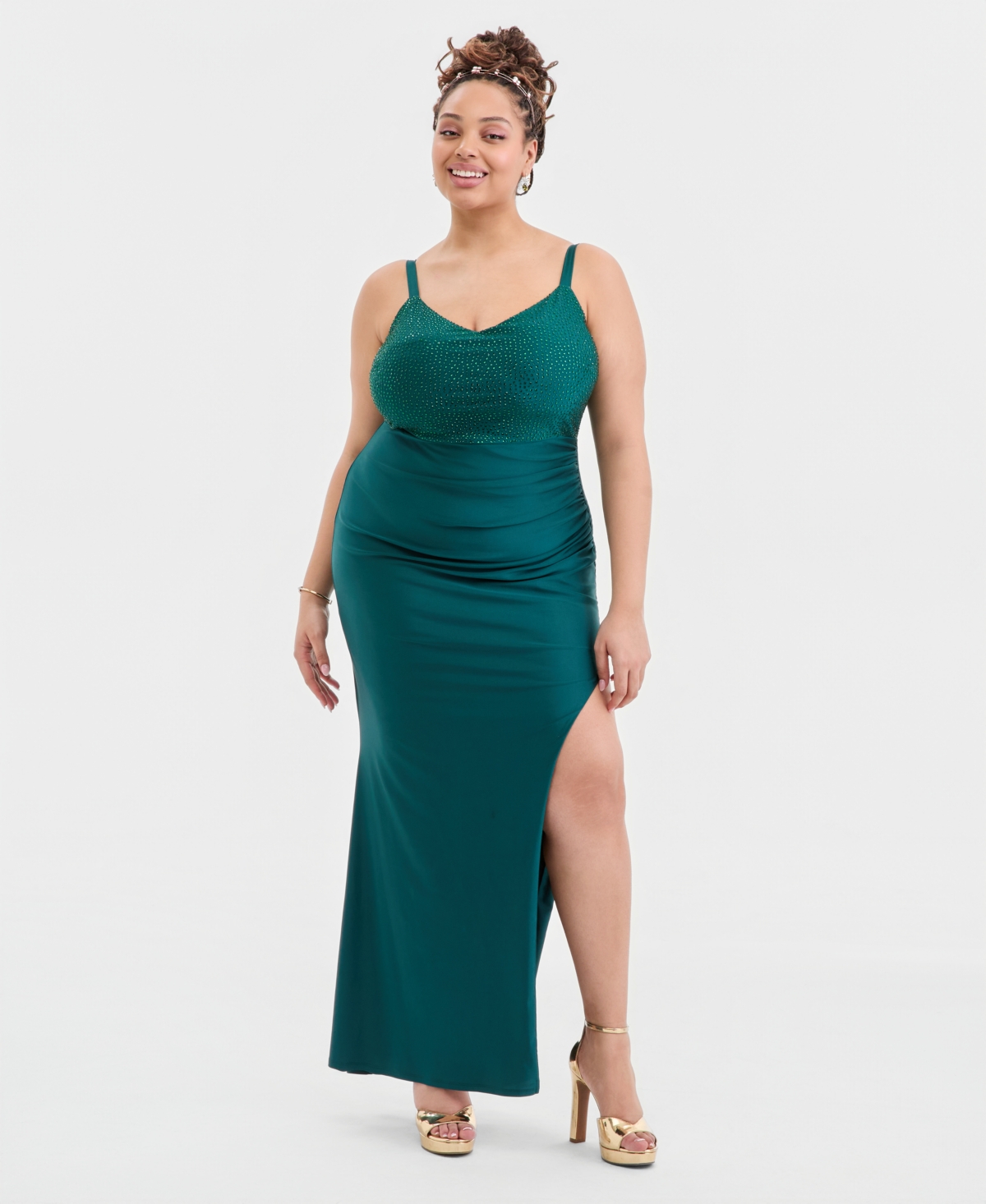 Click here for City Studios Trendy Plus Size Beaded-Top Side-Slit... prices