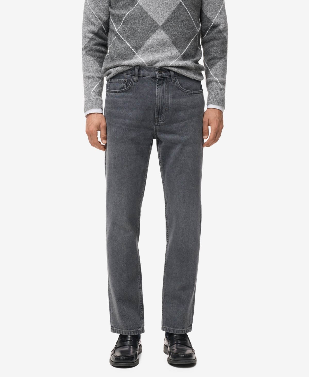 Click here for Mango Mens Regular Fit Cotton Jeans - Denim Gray prices