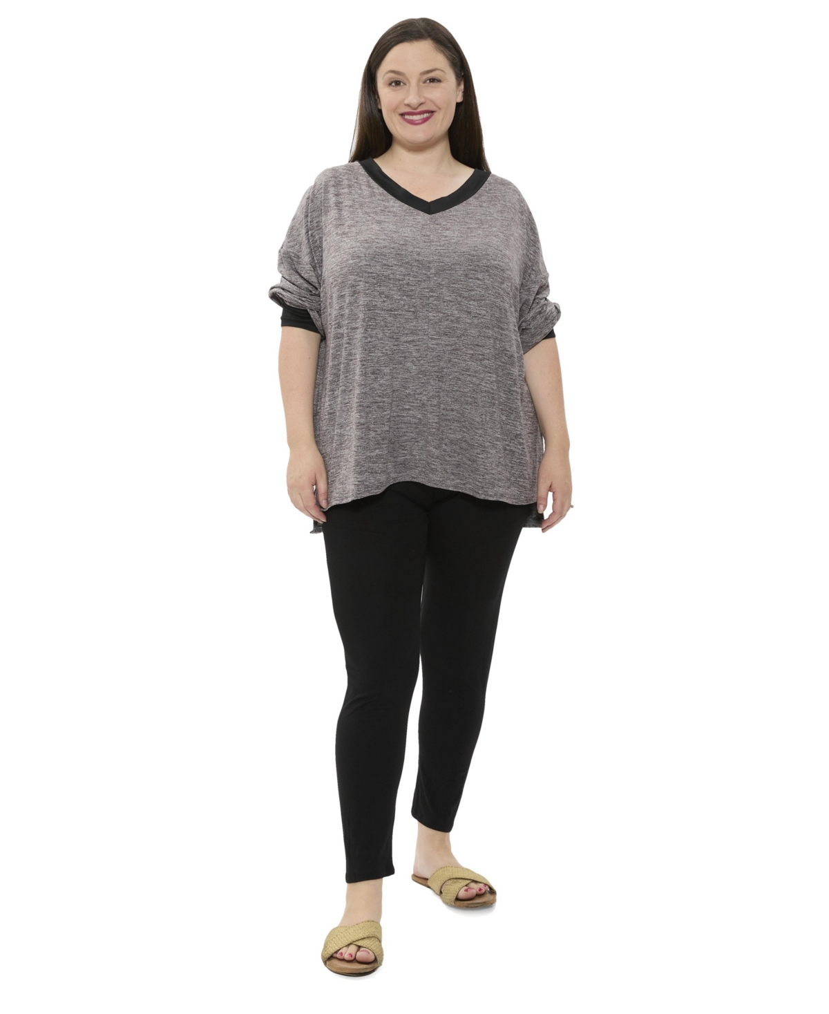 Click here for 24seven Comfort Apparel Plus Size Two Tone V-Neck... prices