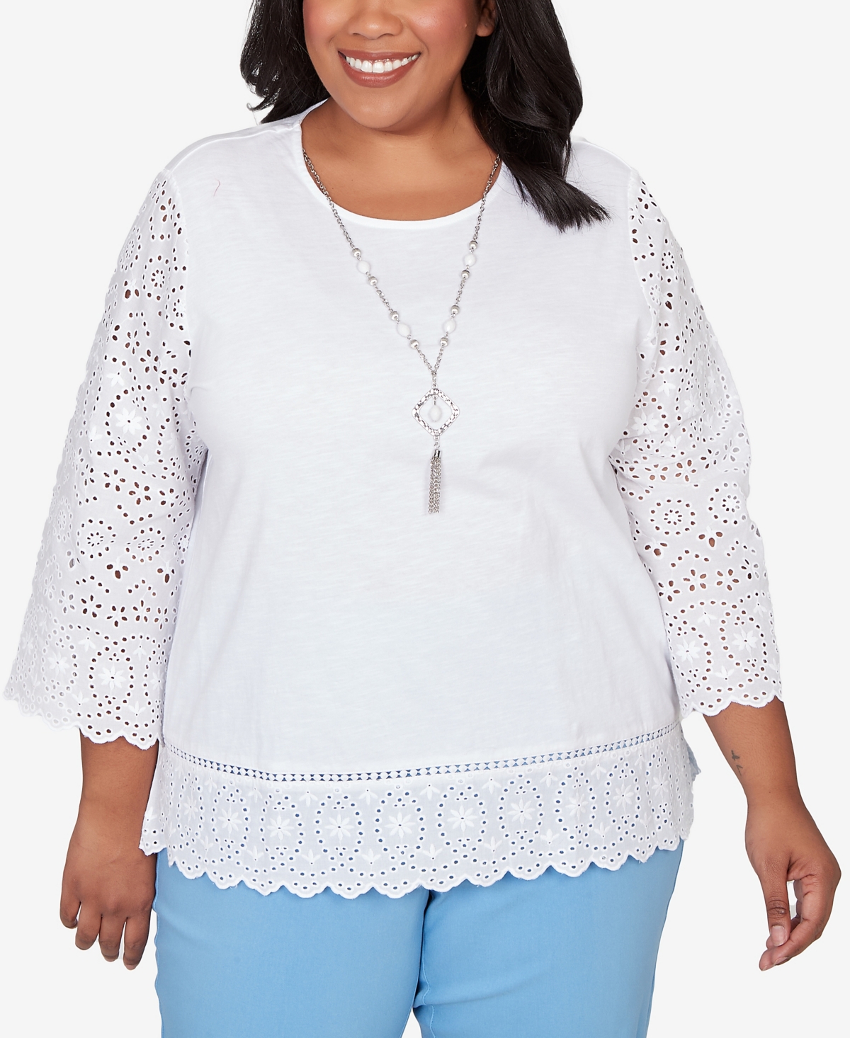 Click here for Alfred Dunner Plus Size St. Augustine Solid Eyelet... prices