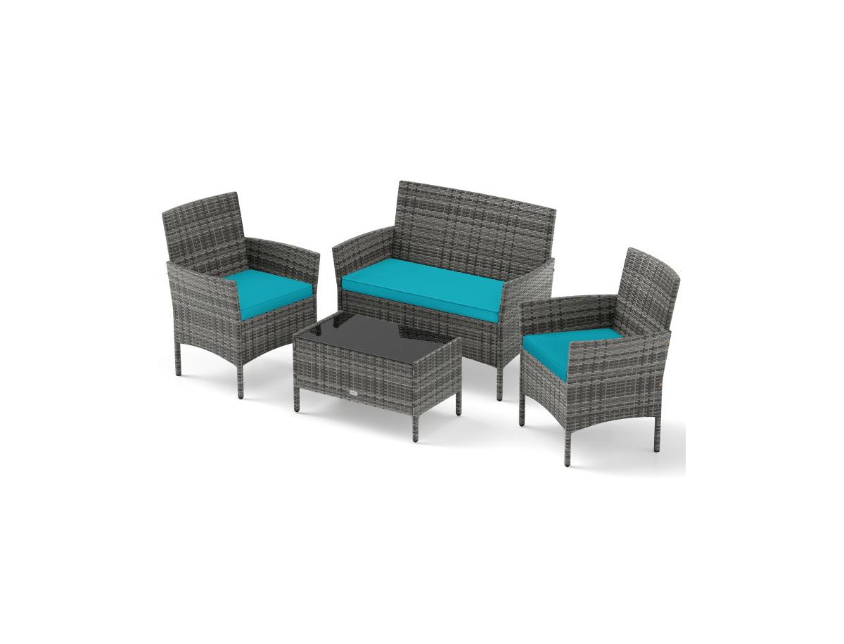 Click here for Slickblue 4-Piece Wicker Patio Set with Cushioned... prices