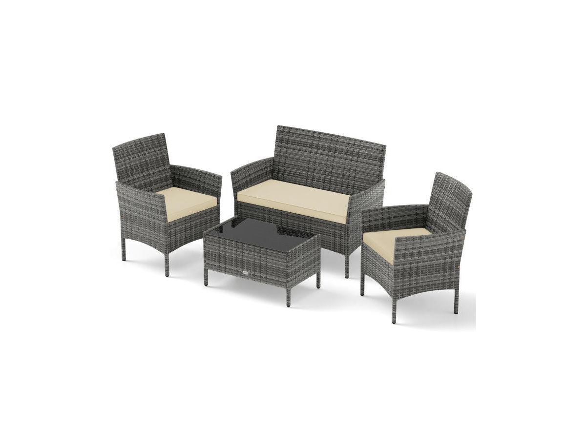 Click here for Slickblue 4-Piece Wicker Patio Set with Cushioned... prices