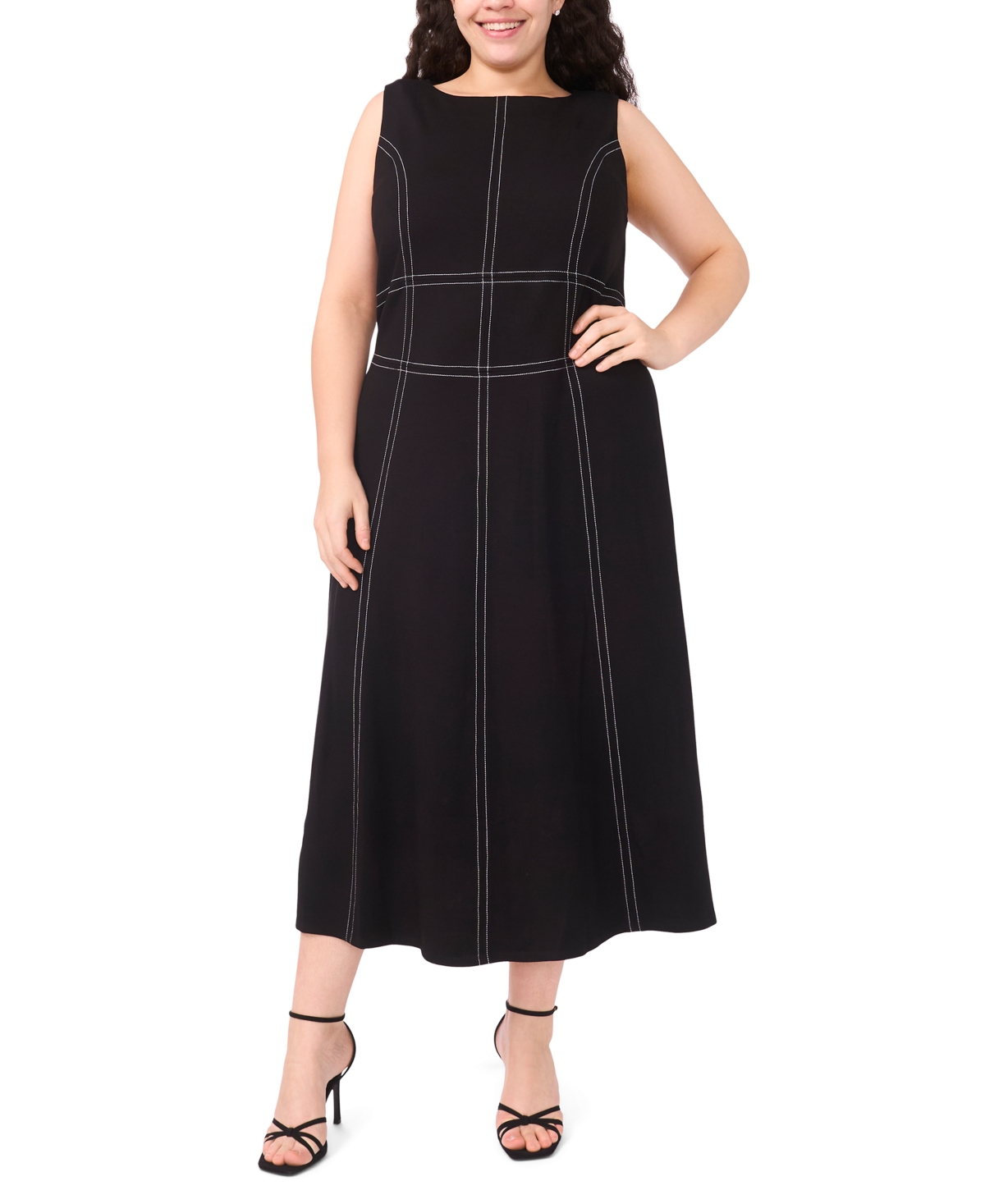 Click here for Msk Plus Size Sleeveless Seamed Midi Dress - Rich... prices
