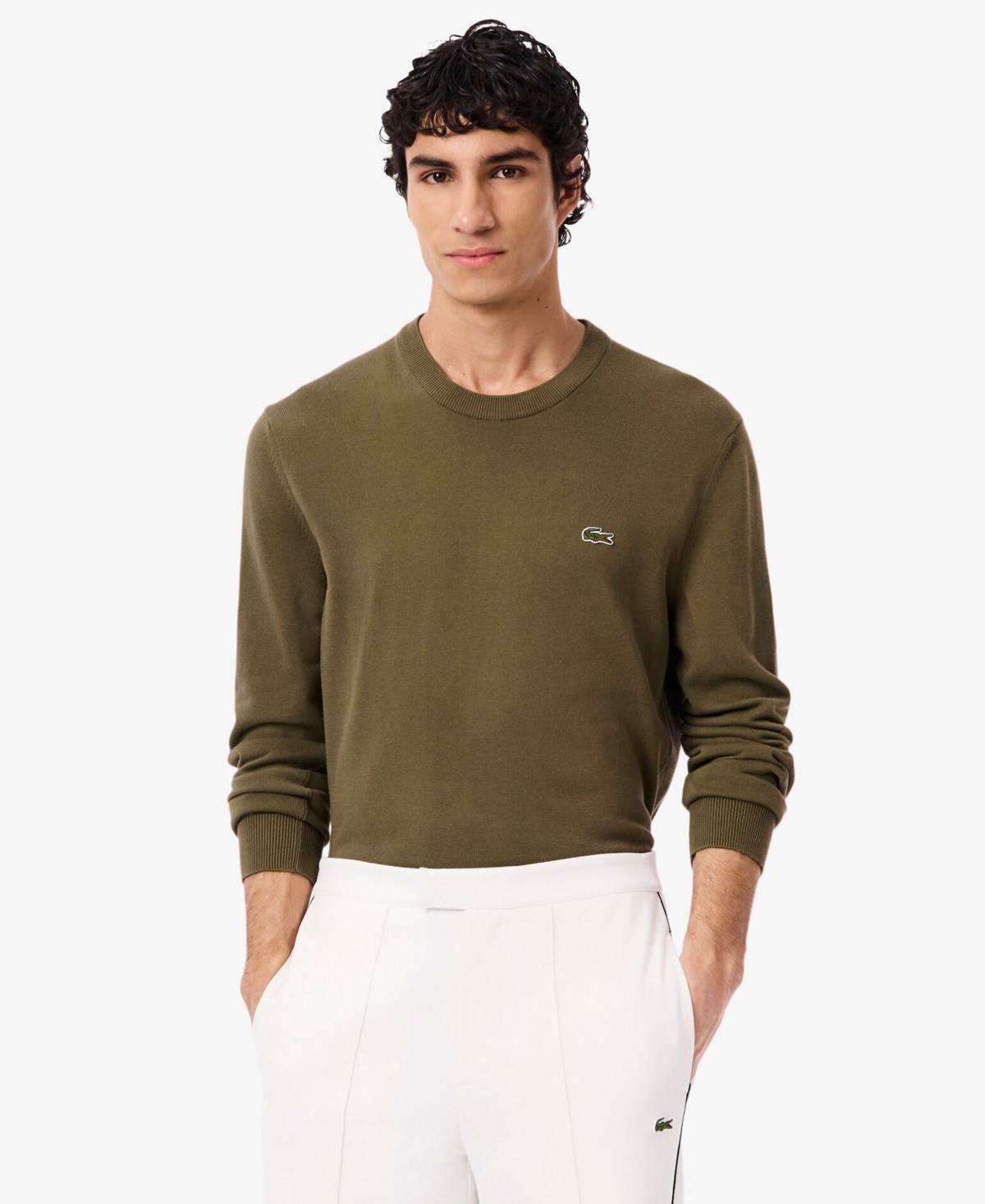 Click here for Lacoste Mens Solid Croc Sweater - Khaki prices