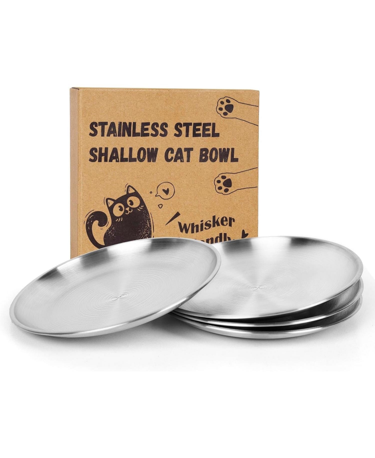 Click here for 4 Pack Stainless Steel Cat Food Bowls Shallow Whis... prices