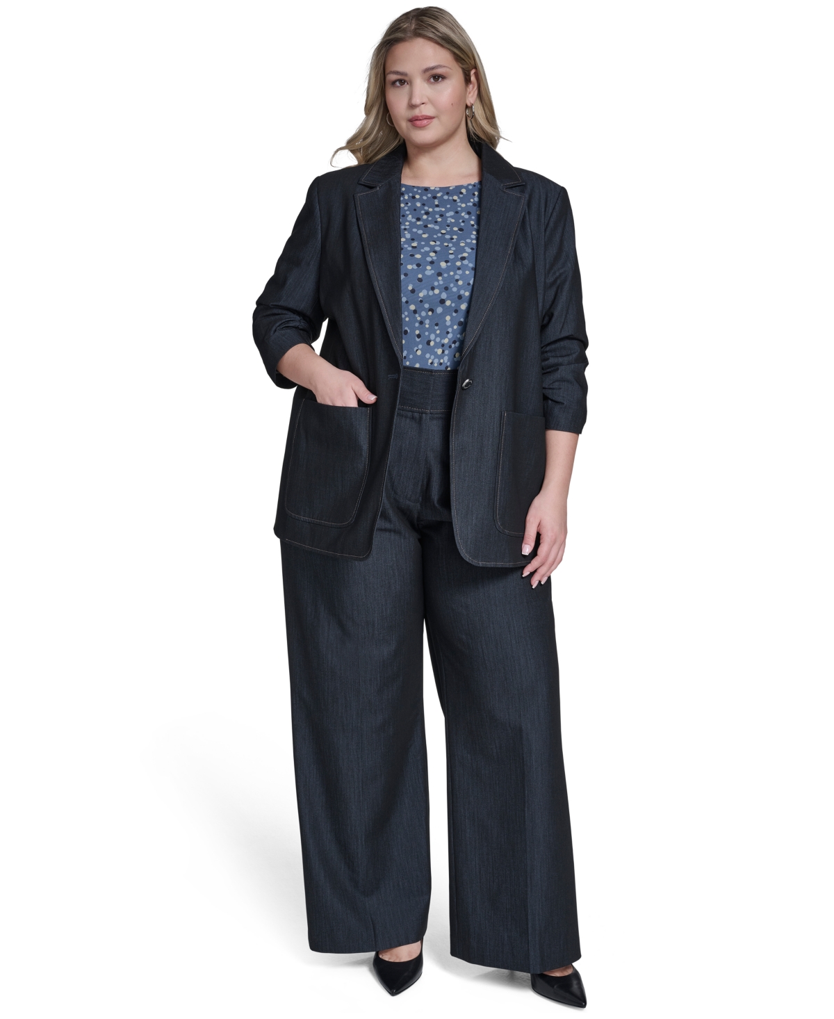 Click here for Calvin Klein Plus Size Notch Collar Jacket - Indig... prices