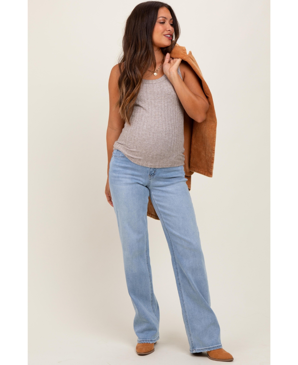 Click here for Pinkblush Maternity Light Blue Washed Relaxed Stra... prices