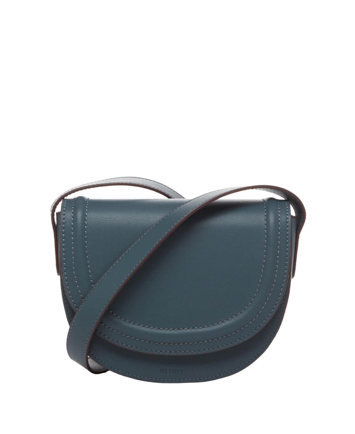 Click here for Small Leather Saddle Crossbody Bag - Blue prices