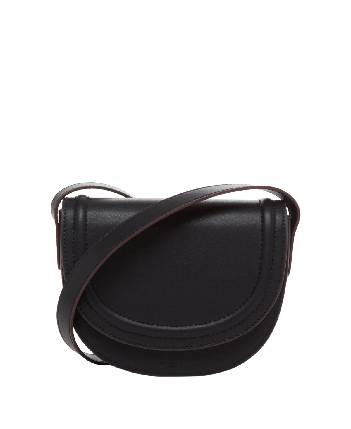 Click here for Small Leather Saddle Crossbody Bag - Black prices