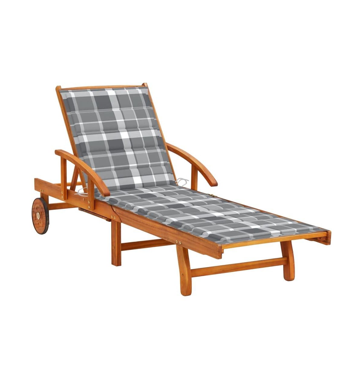 Click here for vidaXL Patio Solid Acacia Wood Sun Lounger with Cu... prices