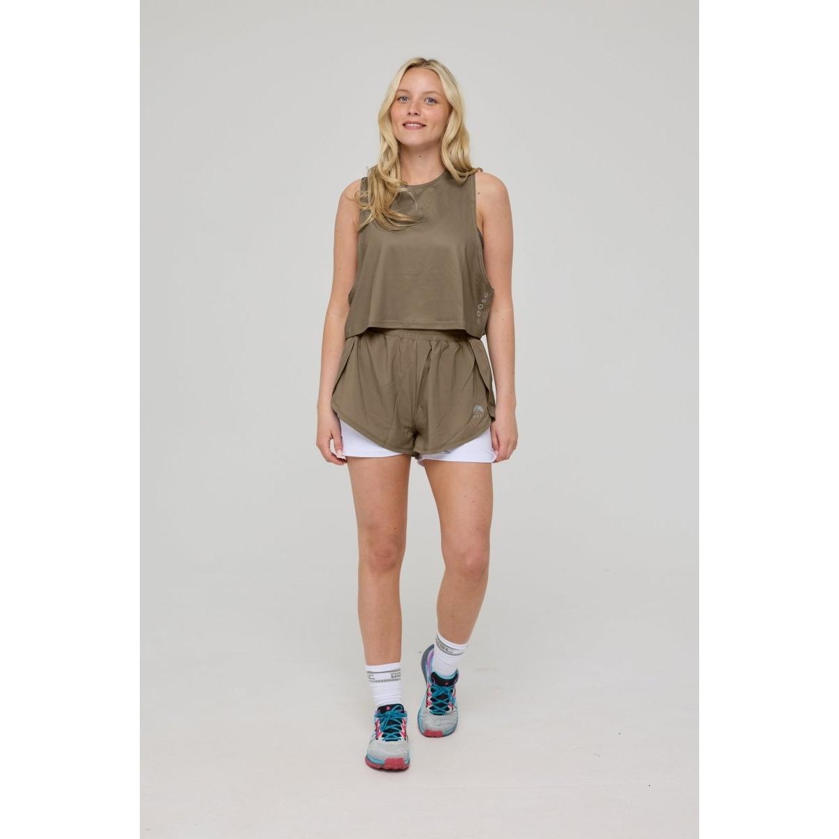 Click here for Oosc Womens Infinite Cropped Tank Top - Khaki - Kh... prices