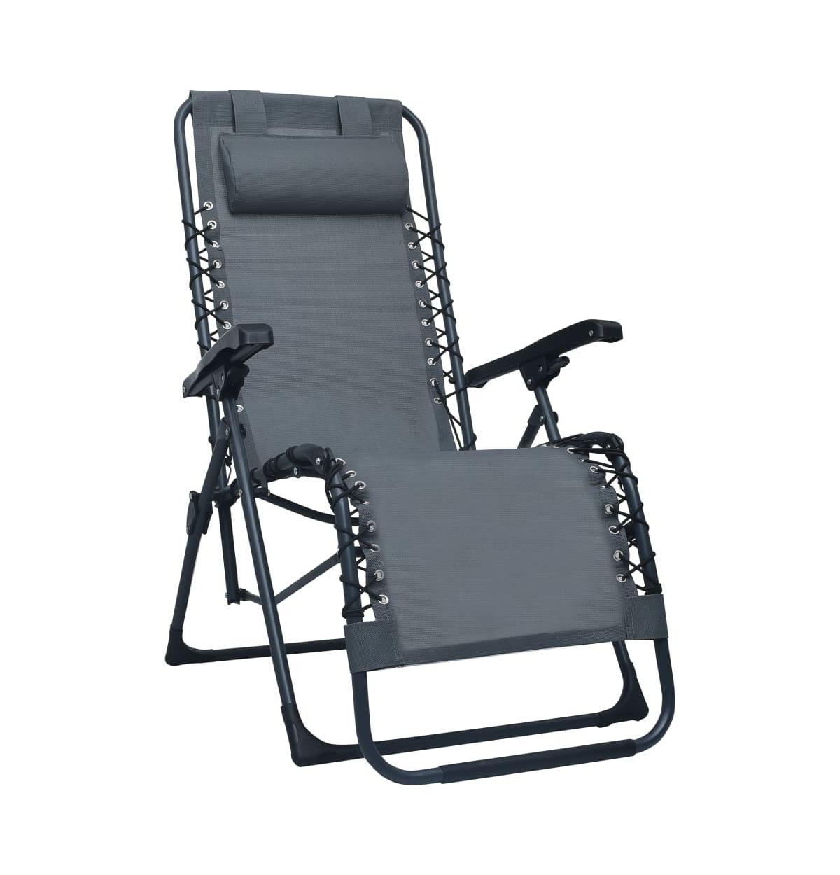 Click here for vidaXL Folding Deck Chair Gray Textilene - Grey prices