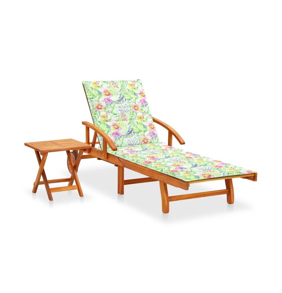 Click here for vidaXL Sunlounger With Table Natural wood Solid ac... prices
