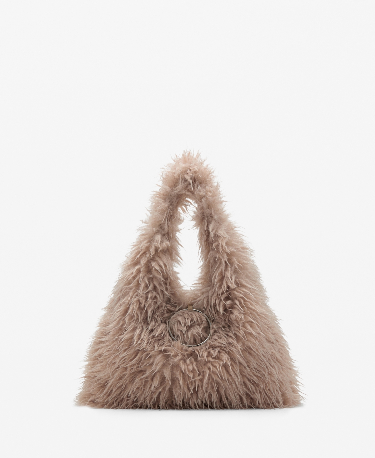 Click here for Mango Womens Fur And Hoop Detail Shoulder Bag - Be... prices