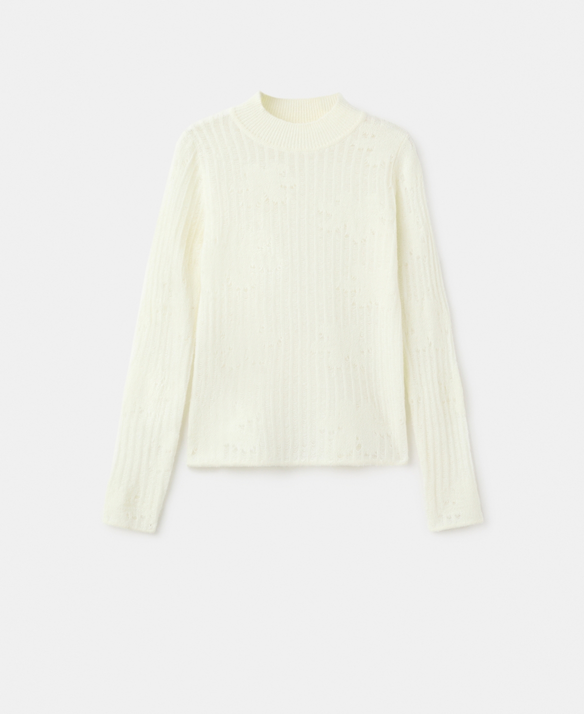 Click here for Mango Womens Openwork Knitted Floral Sweater - Ecr... prices