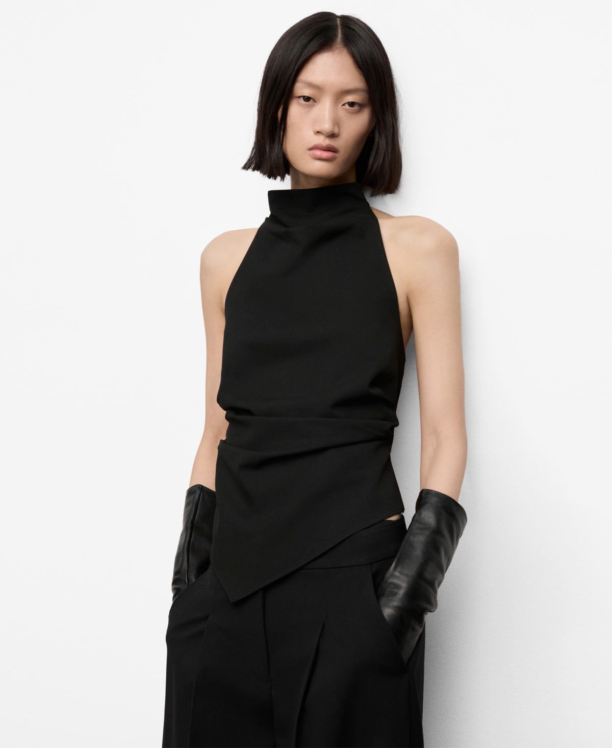 Click here for Mango Womens Open Back Halter Top - Black prices