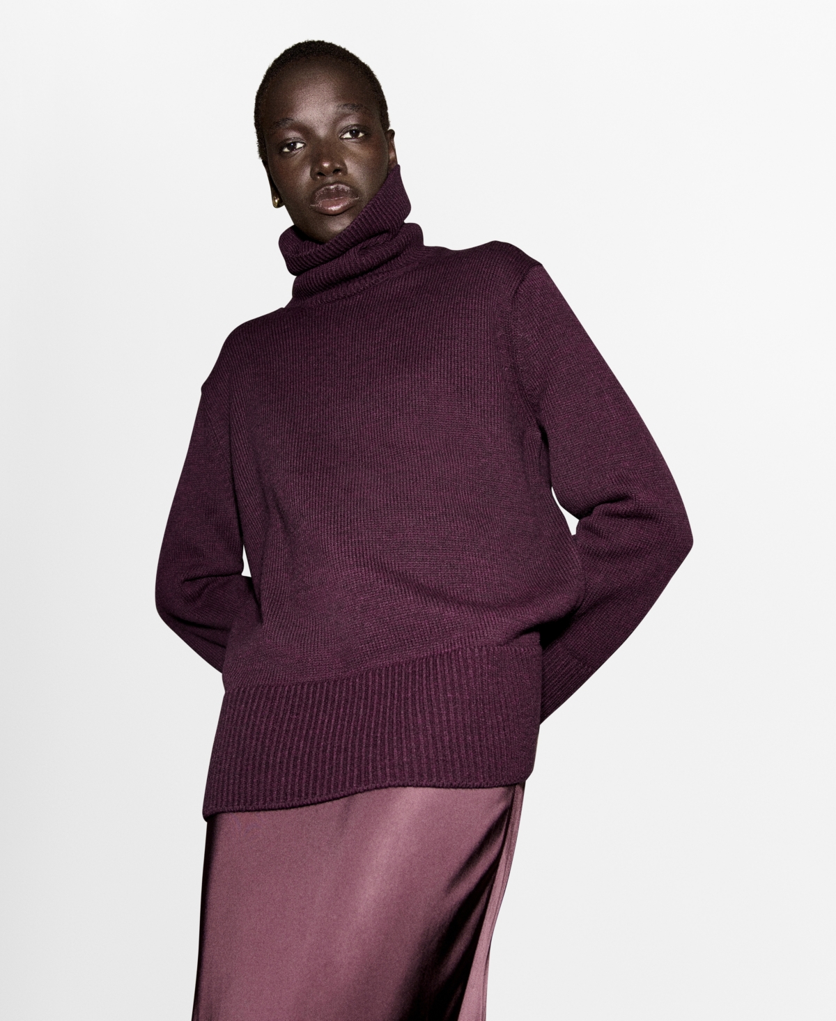 Click here for Mango Womens Slits Turtleneck Sweater - Wine prices