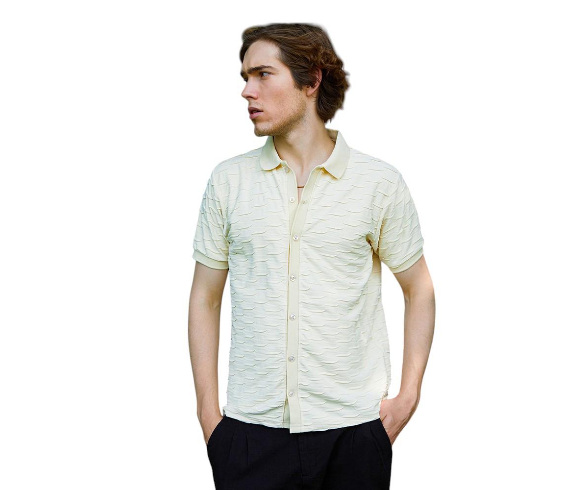 Click here for Campus Sutra Mens Solid Creased Knit Shirt - White prices