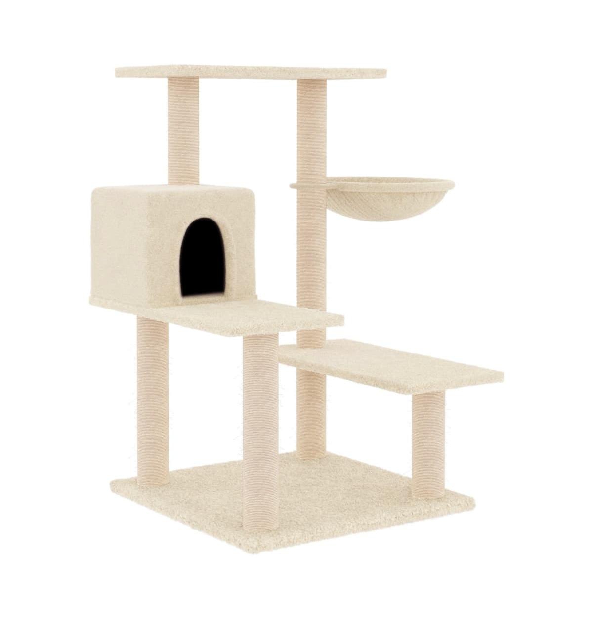 Click here for vidaXL Cat Tree Cream Engineered wood  plush  sisa... prices