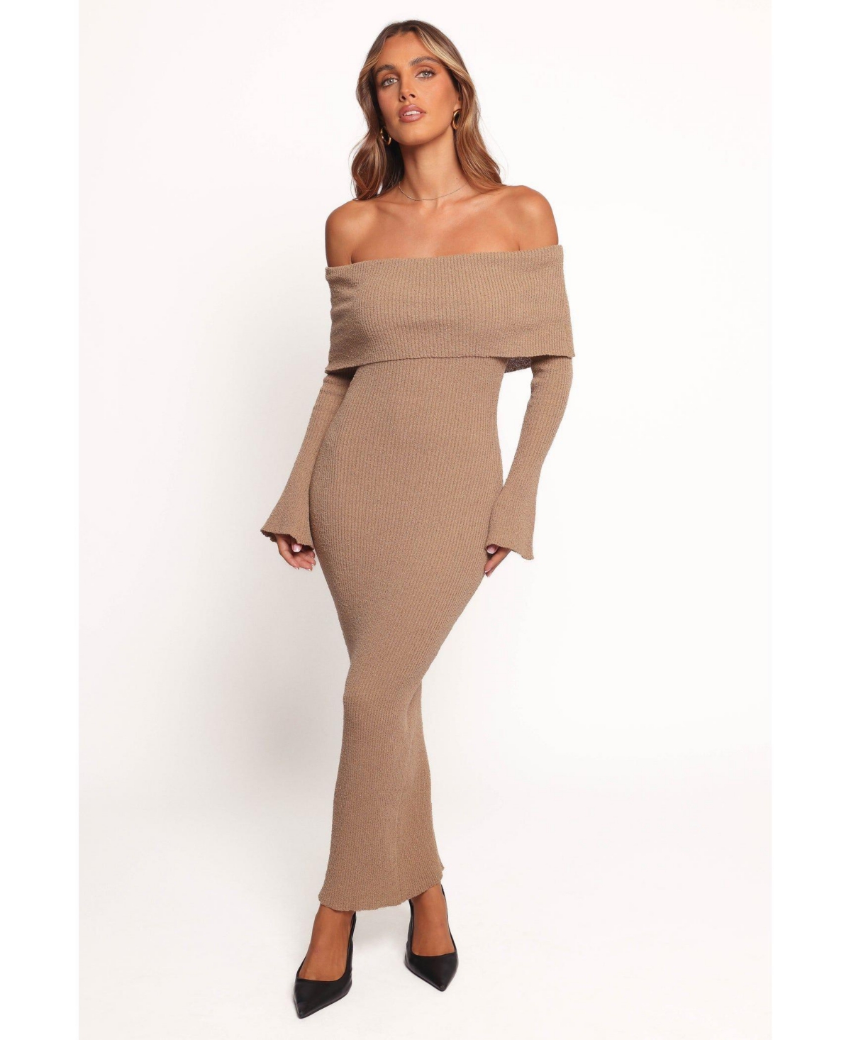 Click here for Petal and Pup Womens Domitia Off Shoulder Knit Dre... prices