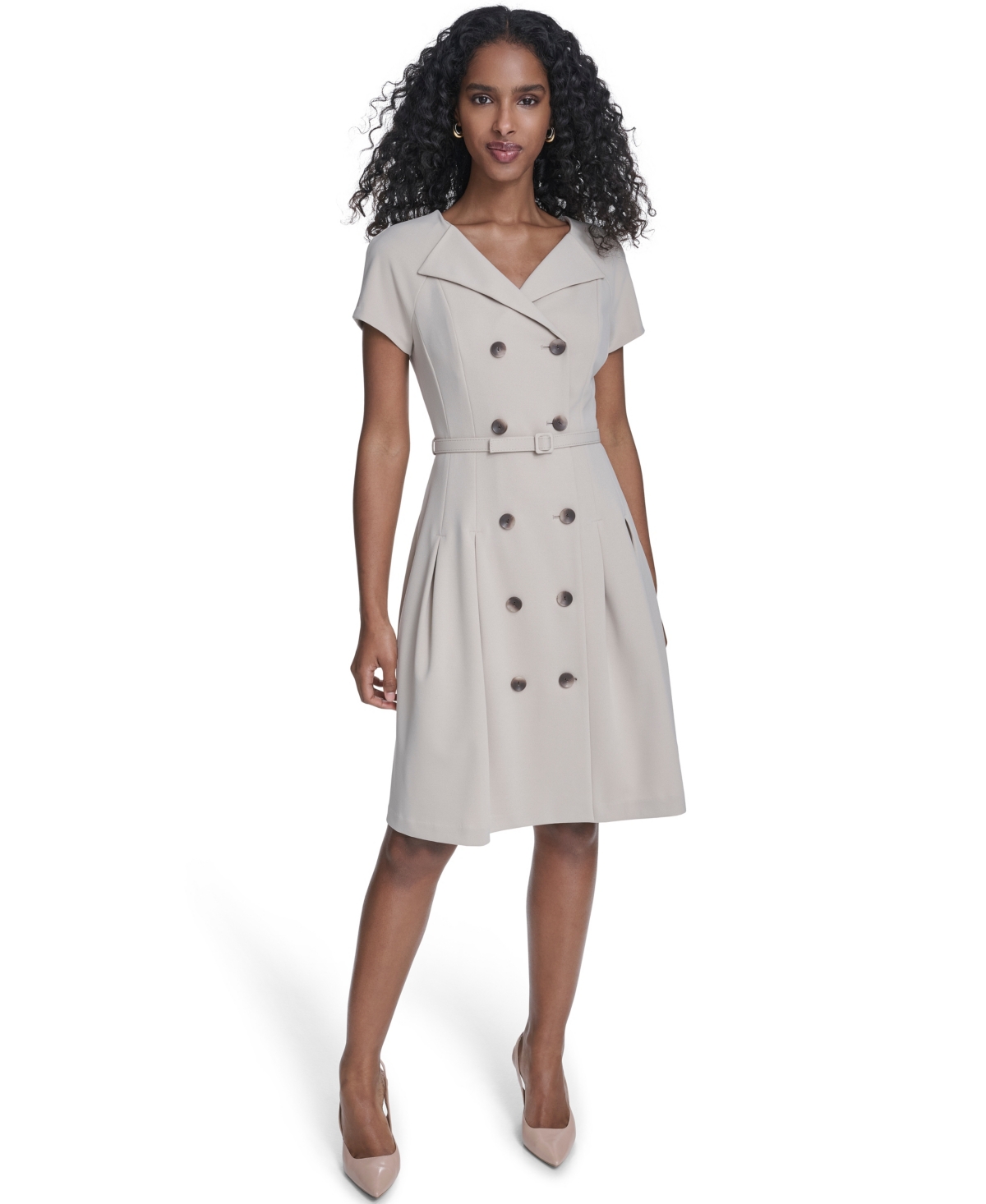 Click here for Calvin Klein Womens Crepe V-Neck Blazer Dress - Kh... prices