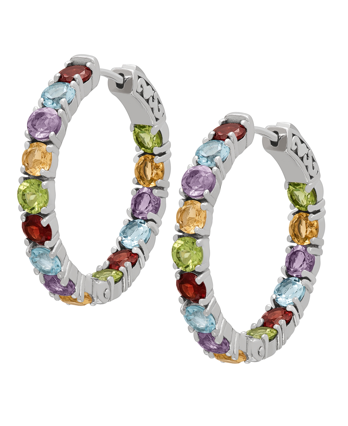 Click here for Macys Multi-Stones Inside-Out Hoop Earrings (7-5/8... prices