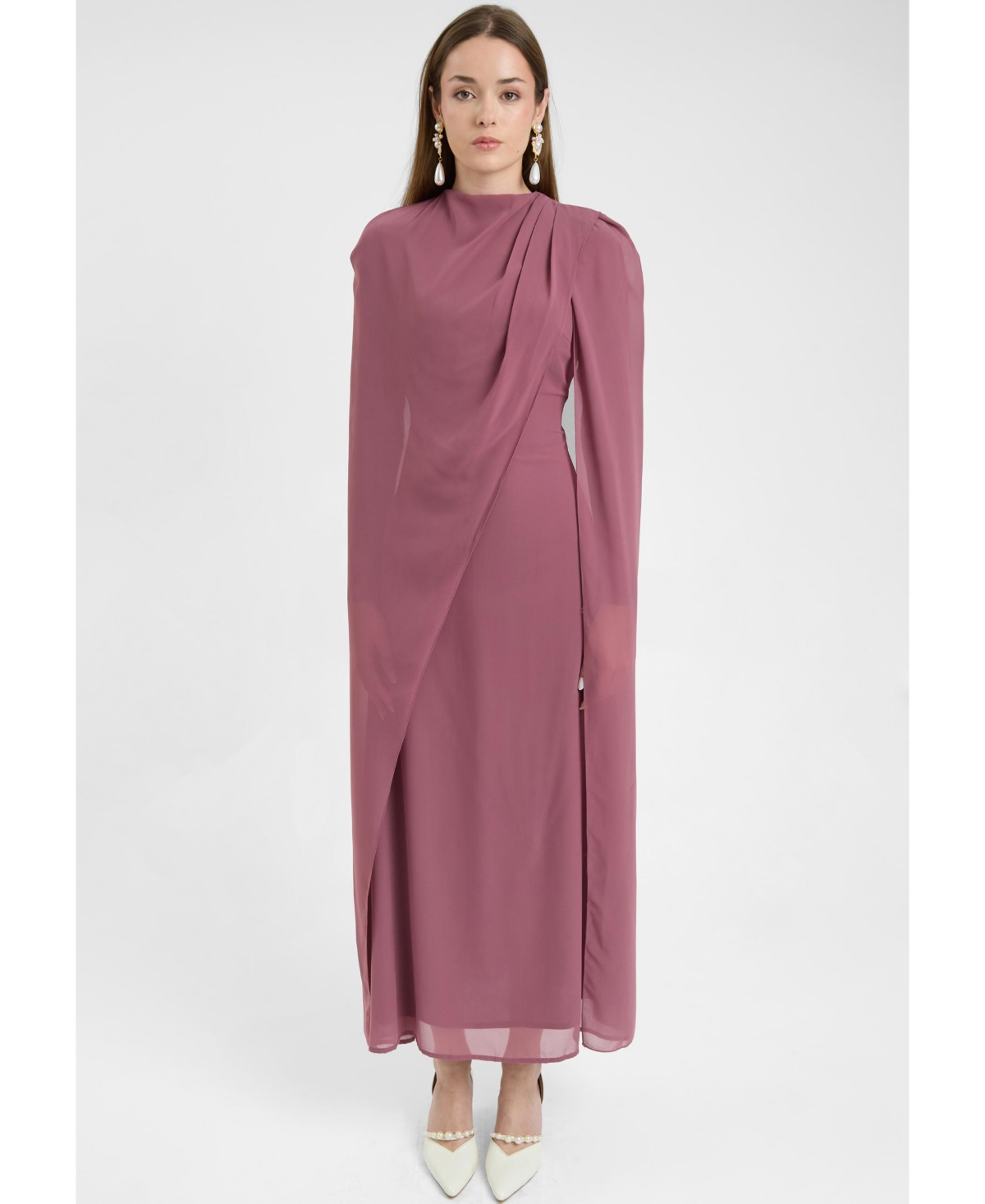 Click here for Maryisa Womens Modest Chiffon Dress - Mauve prices