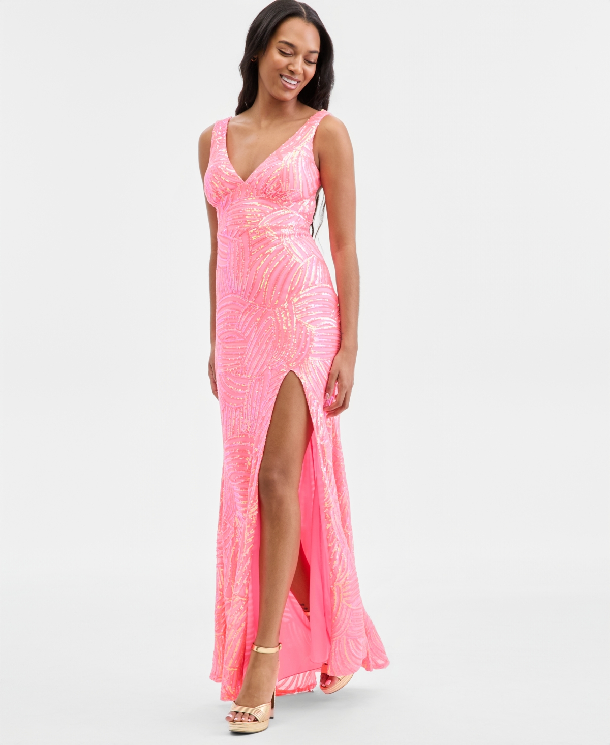 Click here for City Studios Juniors Sequinned Low-Back Gown - BRG... prices