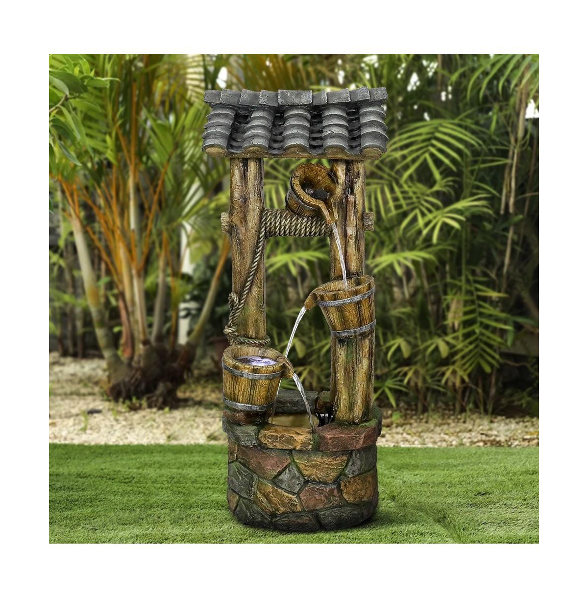 Click here for SunJet 39.3" Rustic Wishing Well Outdoor Wate... prices