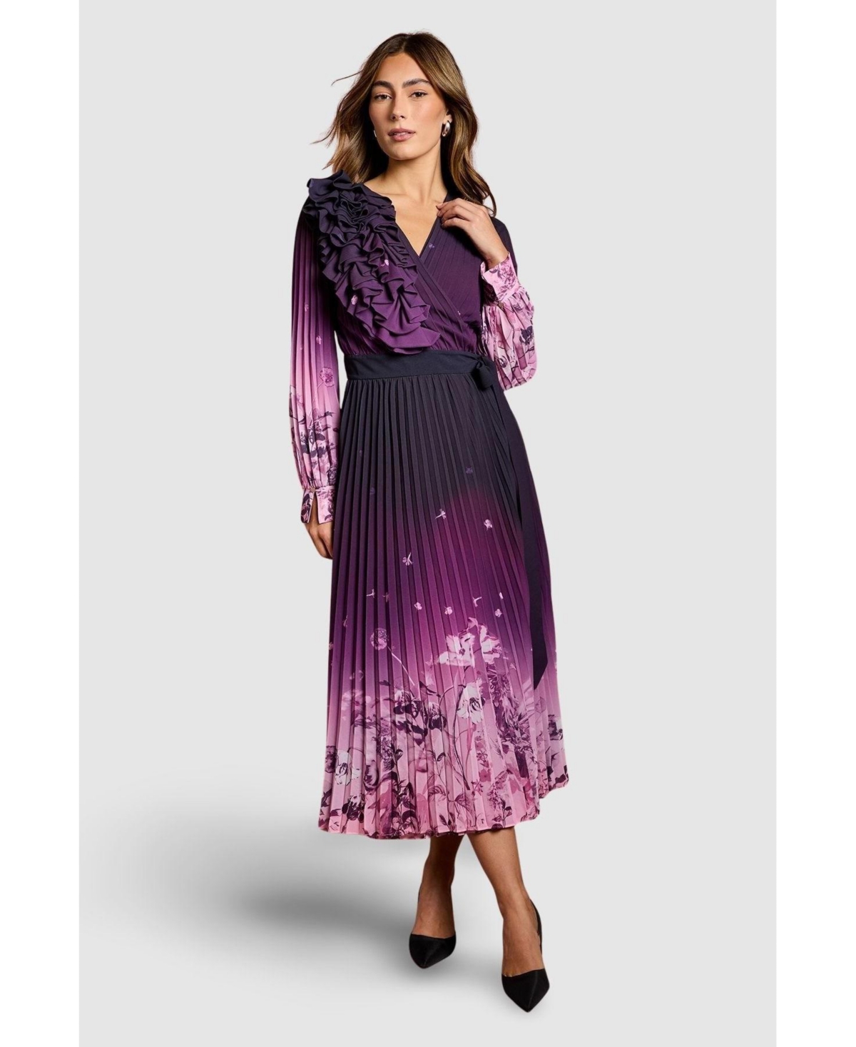 Click here for Coast Womens Floral Corsage Wrap Georgette Dress -... prices