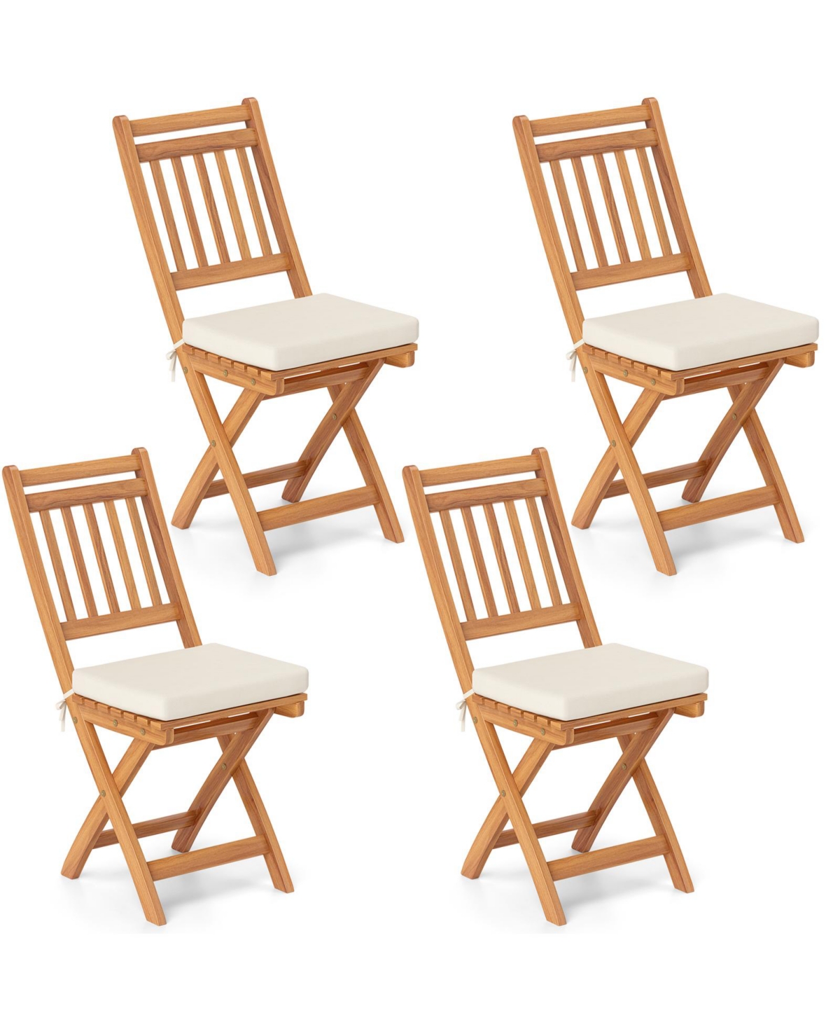 Click here for Gymax Folding Patio Chairs Set of 4 w/ Slatted Bac... prices