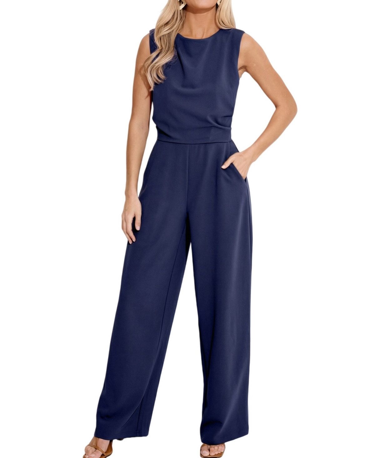 Click here for Cupshe Womens Sleeveless Wide-Leg Jumpsuit - Dark... prices