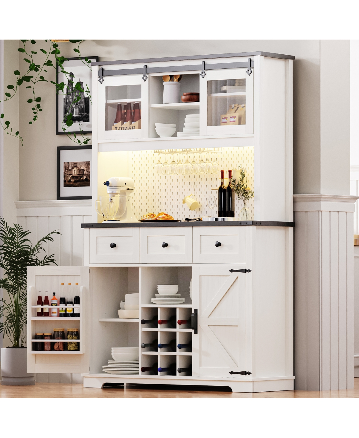 Click here for Boyel Living 71" Farmhosue Pantry Bar Cabinet... prices