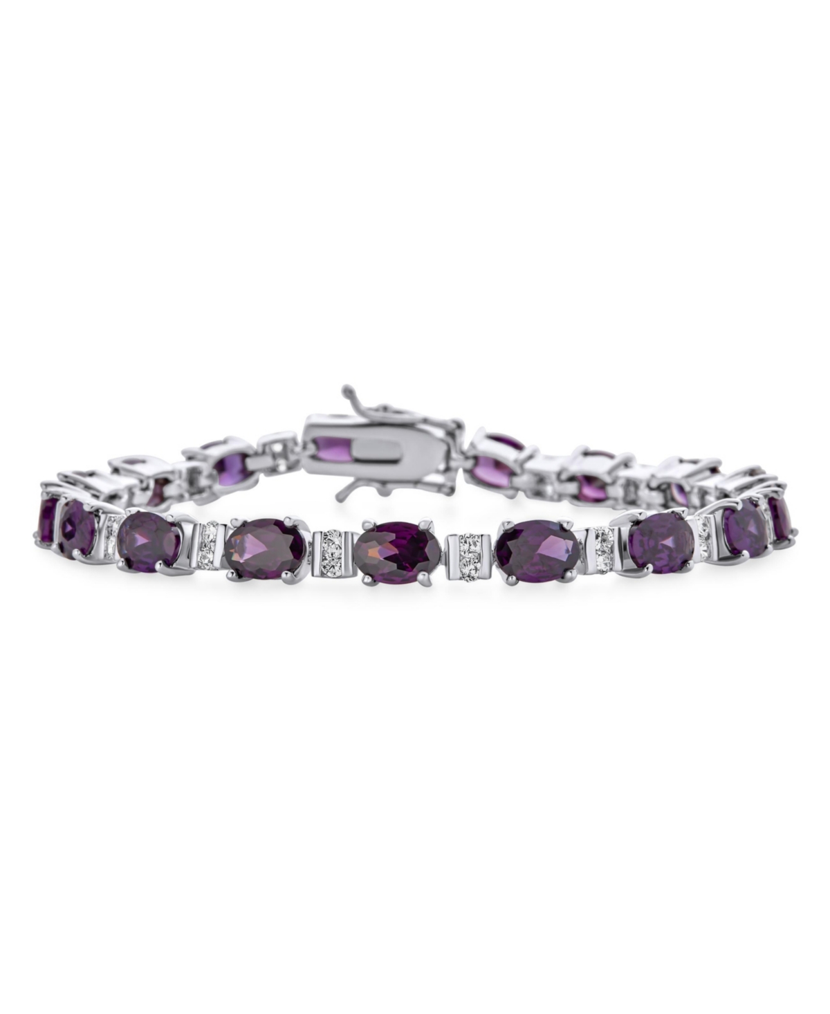 Click here for Bling Jewelry Alternating Oval Shape Purple Cz Cub... prices