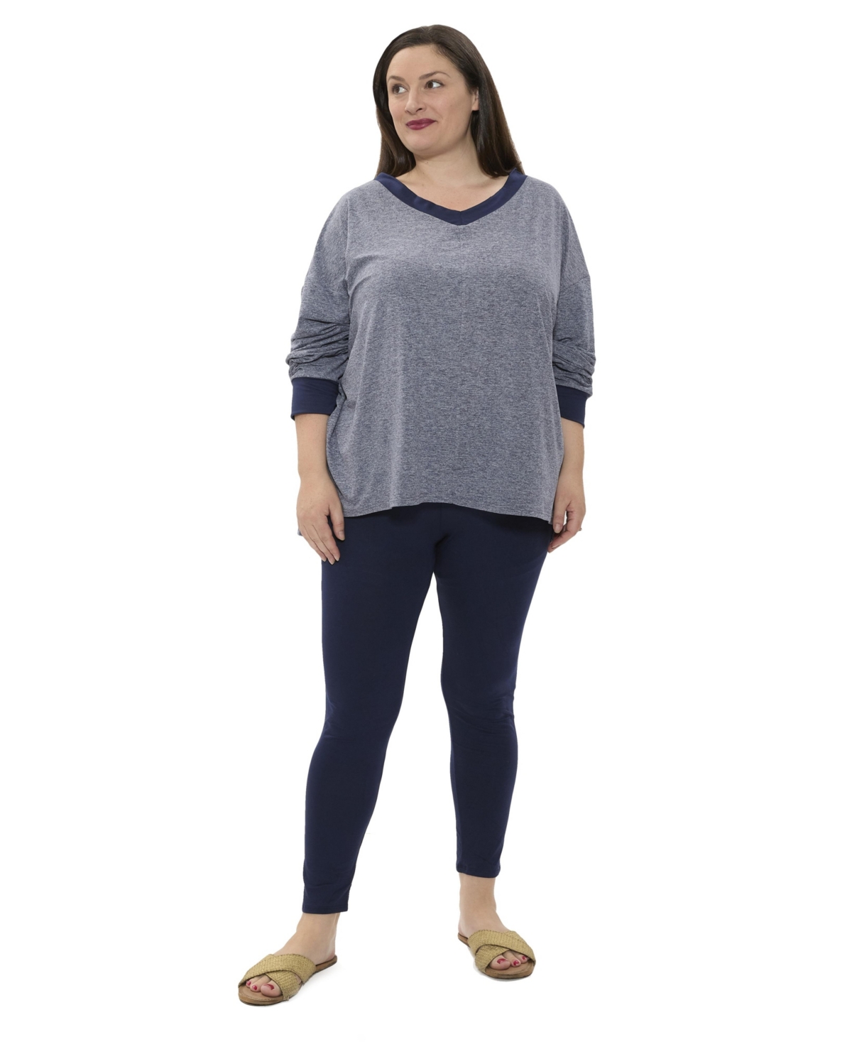Click here for 24seven Comfort Apparel Plus Size Two Tone V-Neck... prices