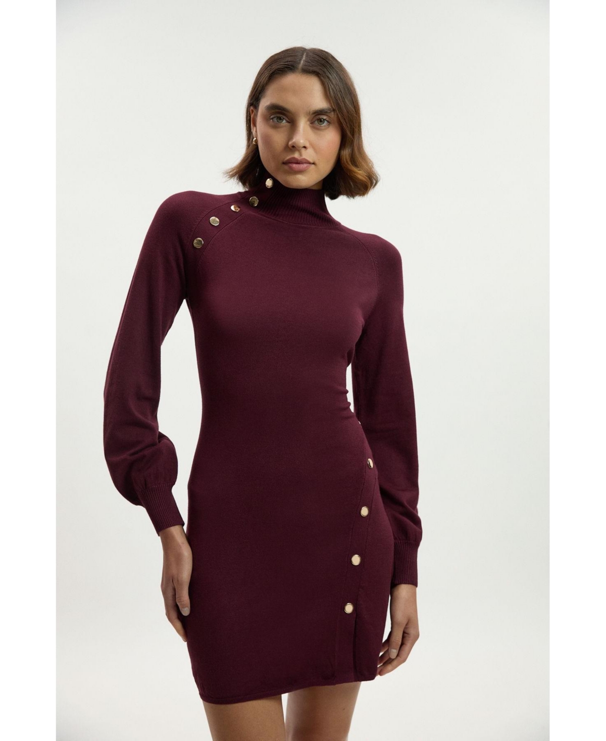 Click here for Karen Millen Womens Viscose Blend Popper Knit Mini... prices